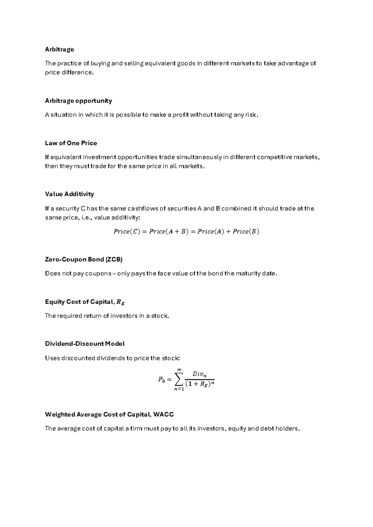 Concepts Exercise 1 - Arbitrage The practice of buying and selling ...