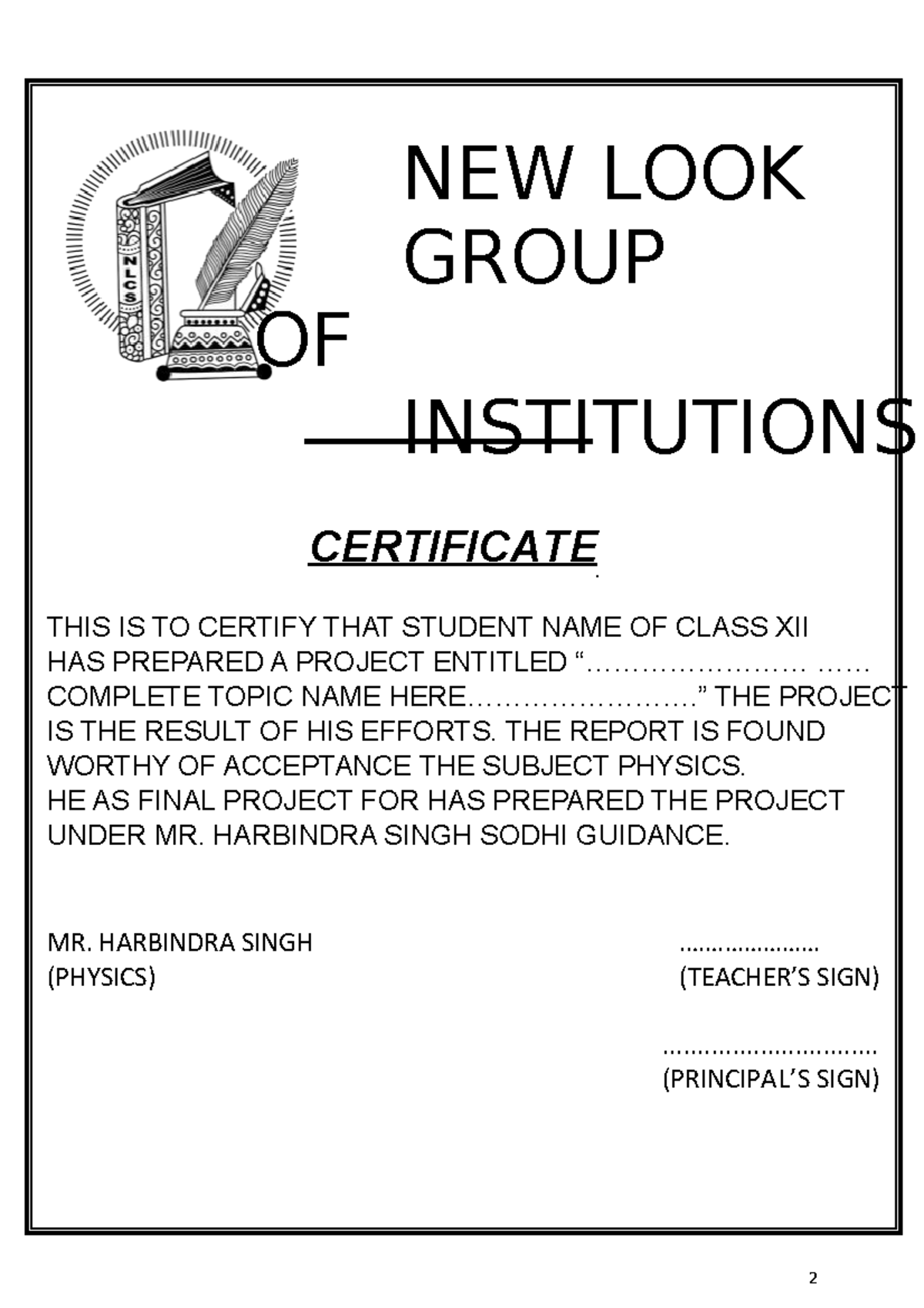 Physics Project - You can - . NEW LOOK GROUP OF INSTITUTIONS ...