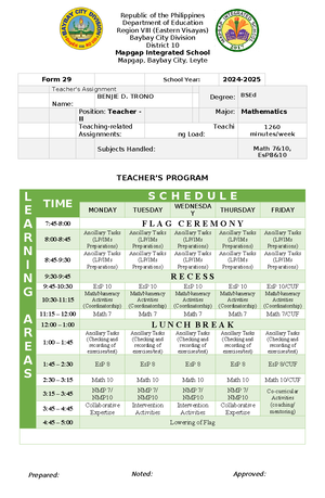 NMP- Template - n/a - QUARTER 1 7 IN Week DAY 1 I. CURRICULUM CONTENT ...