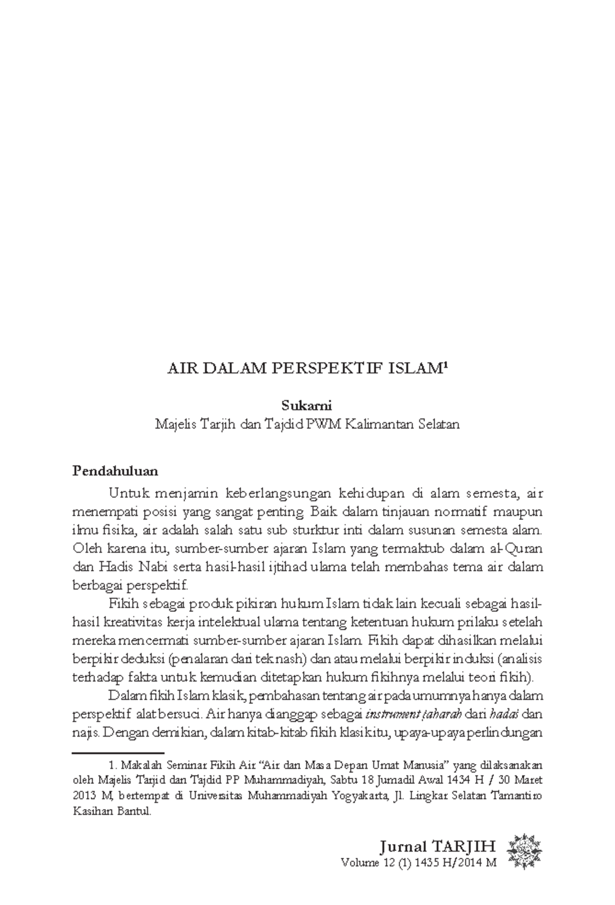 Praktek ilmu pendidikan - Jurnal TARJIH AIR DALAM PERSPEKTIF ISLAM 1 ...
