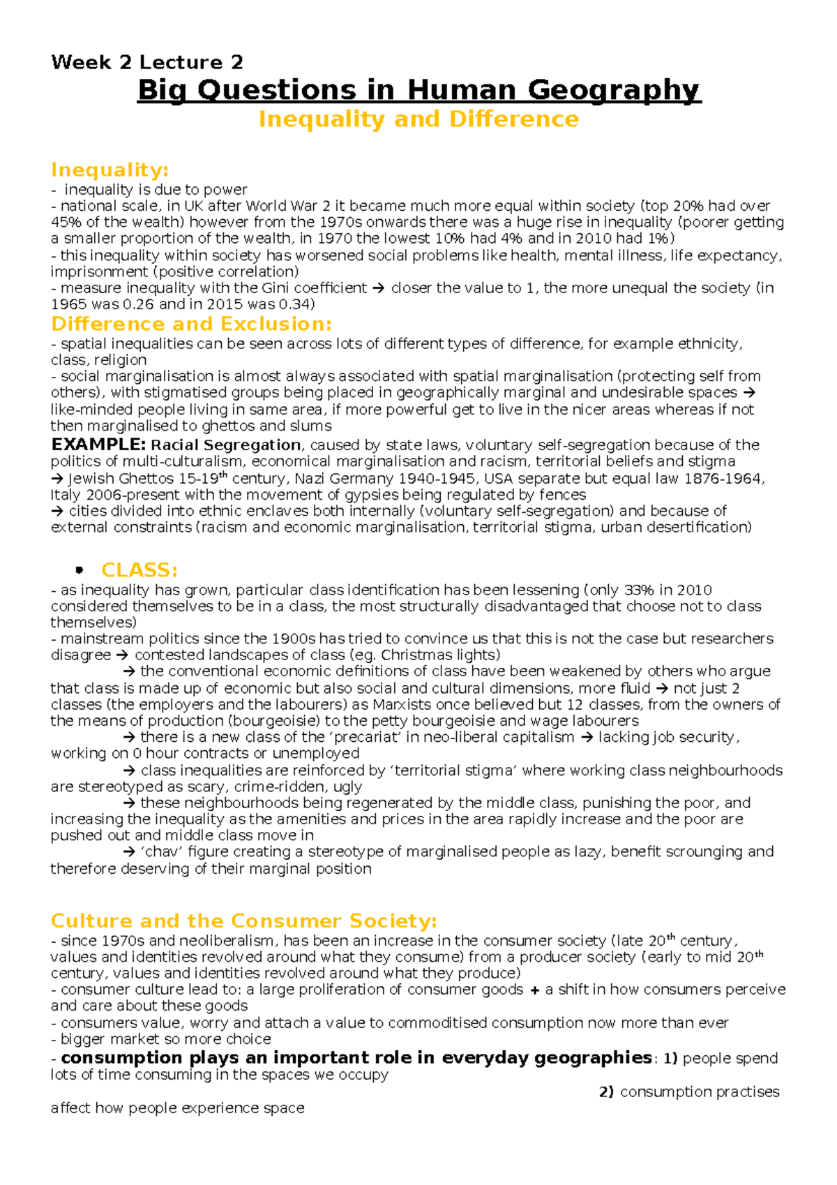 Week 2 Lecture 2 Inequality and Difference - Week 2 Lecture 2 Big Questions in Human Geography ...
