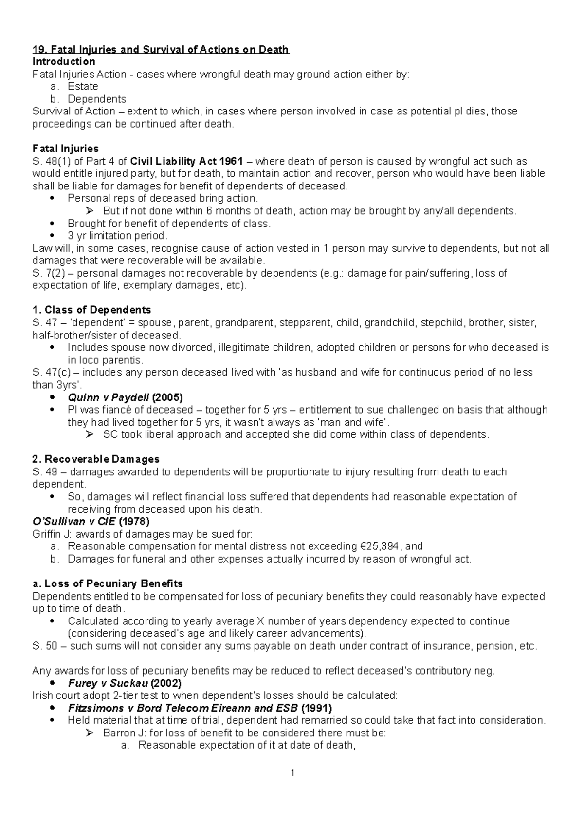 19. Fatal Injuries - 19. Fatal Injuries and Survival of Actions on ...