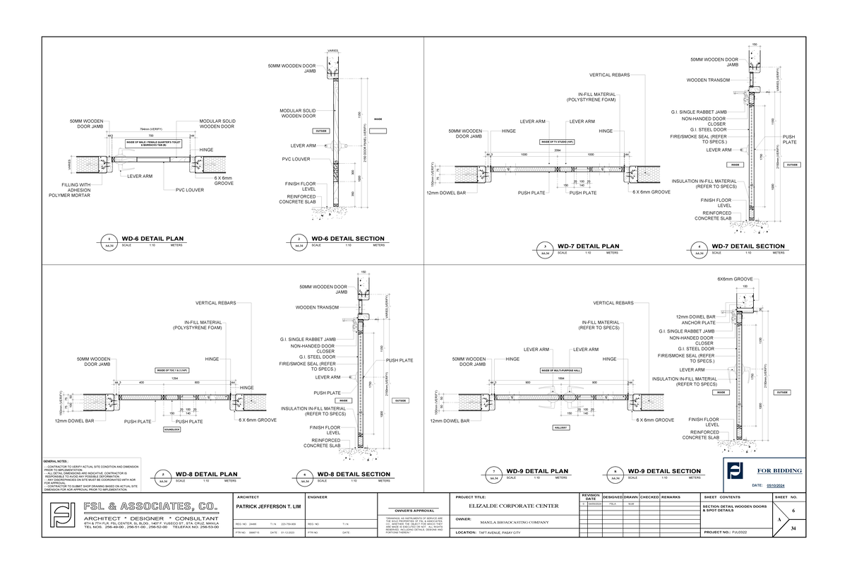 A6-34. Section Detail Wooden Doors & Spot Details - 1000 1150 LEVER ARM ...
