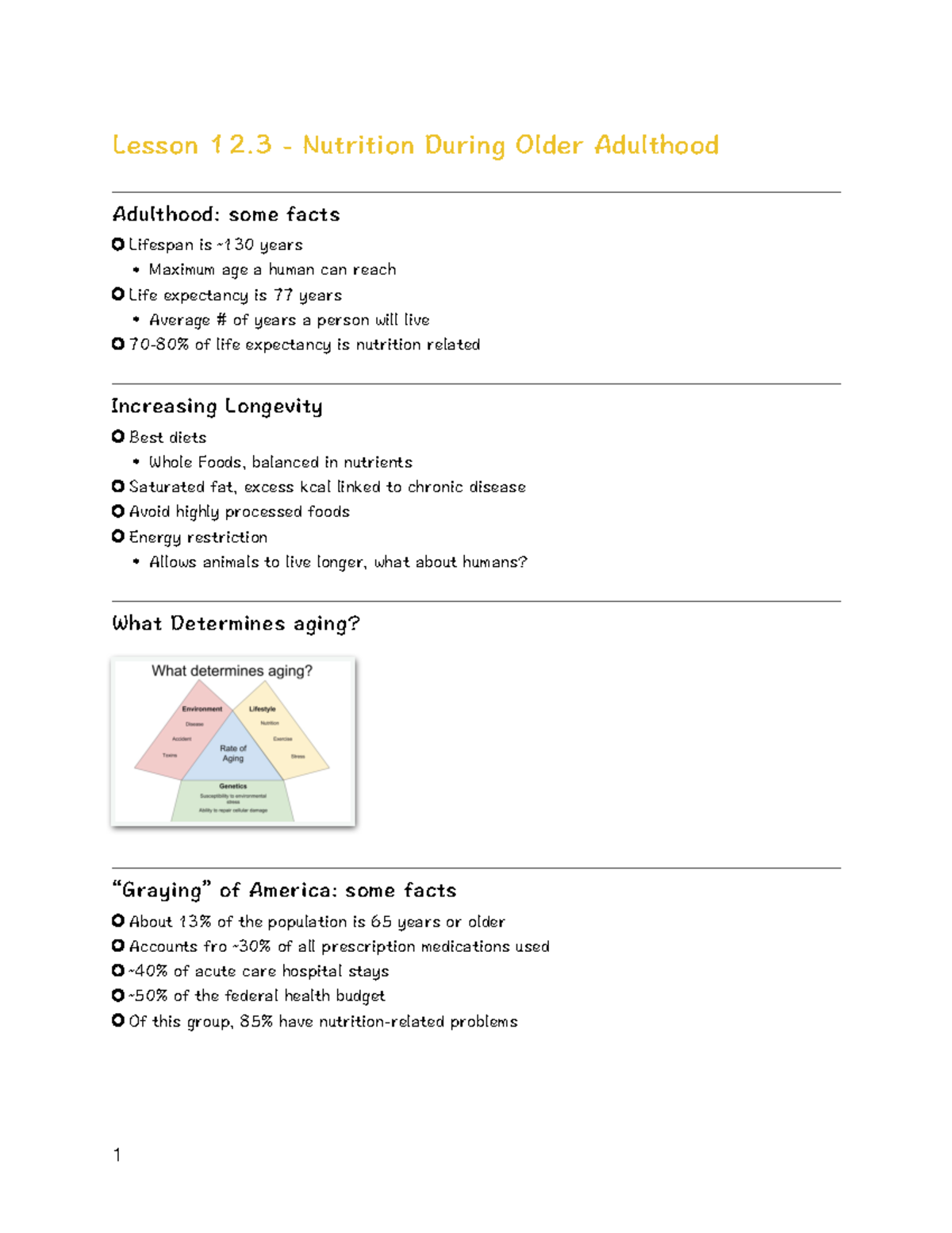 Lesson 12.3 - Nutrition During Older Adulthood - Lesson 12 - Nutrition ...
