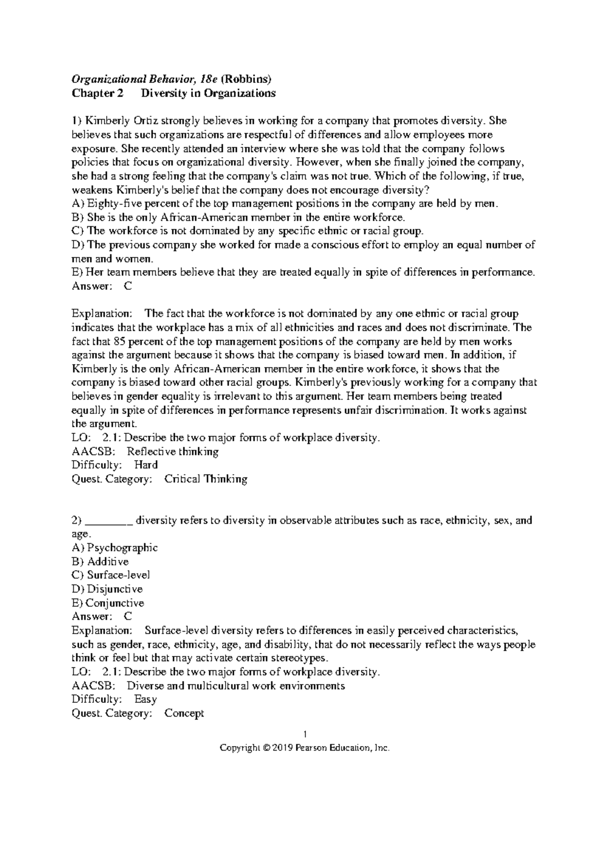 Chapter 2 Diversity in Organizations - 1 Organizational Behavior, 18e ...