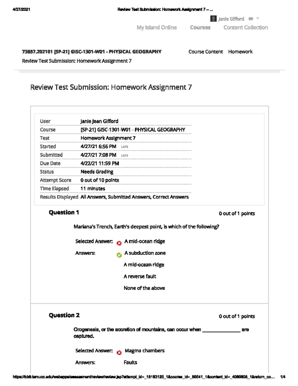 HW QUIZ 7 - quiz 7 - 1301 GISC - Studocu