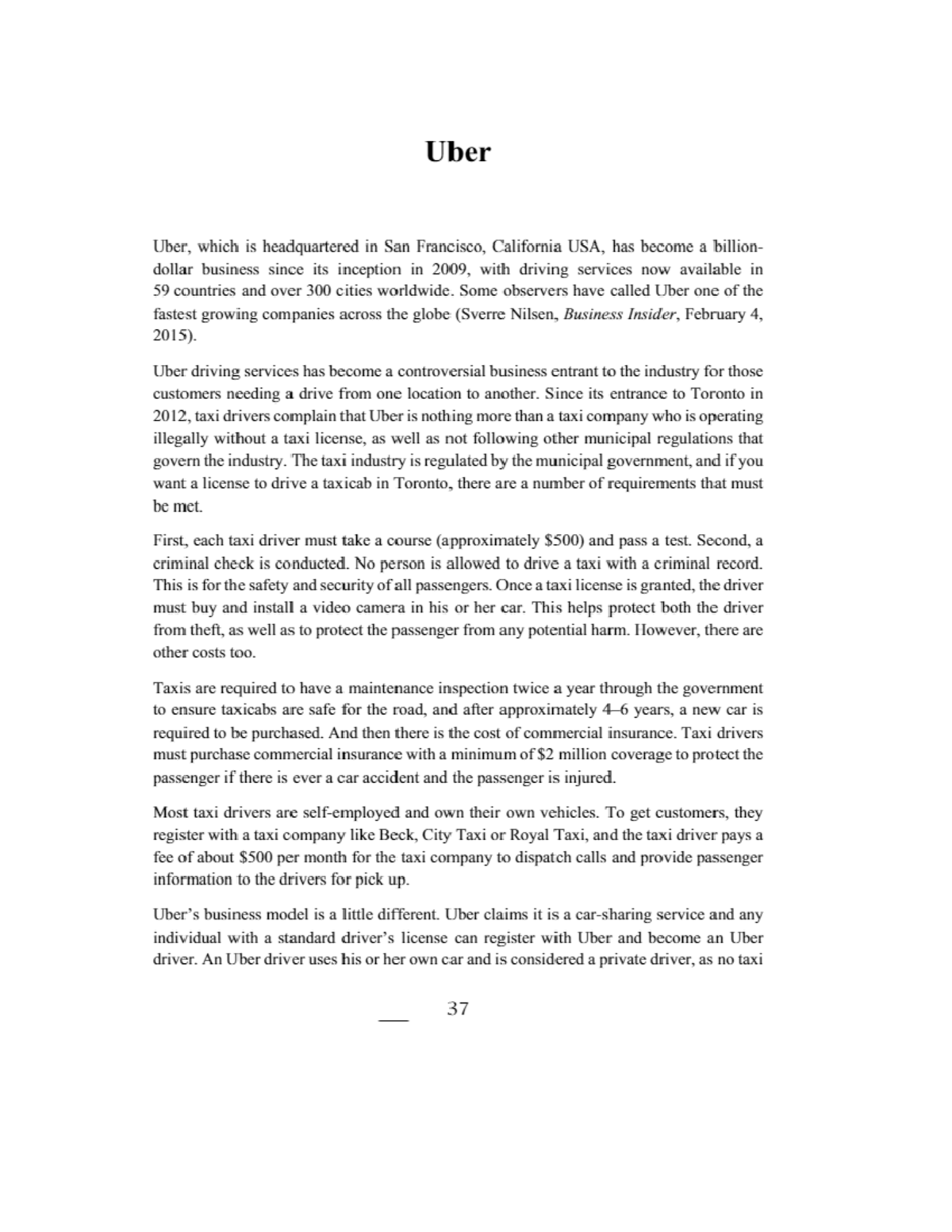 Case study Uber - Lecture notes 3 - Case analysis Uber Question #1 ...