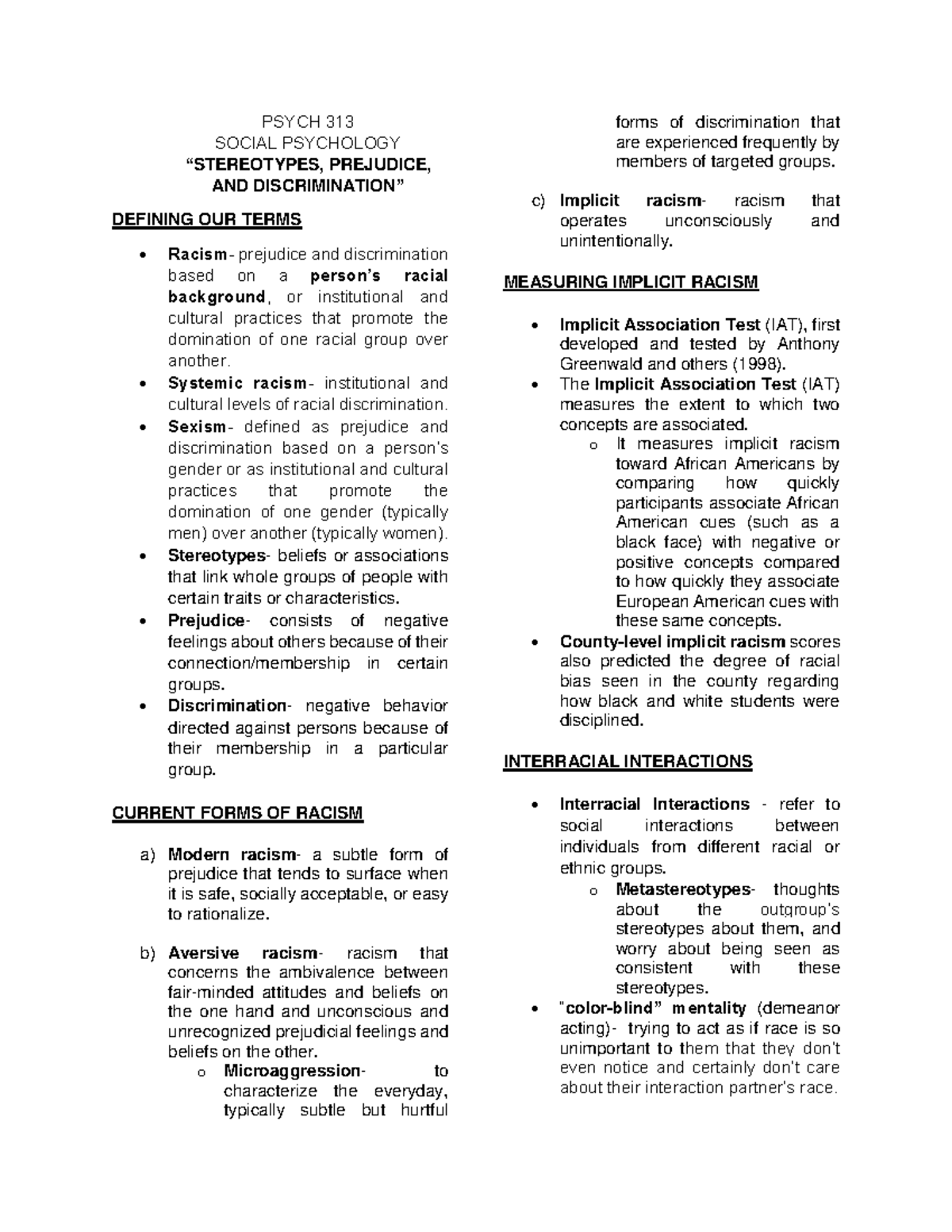 Psych-313 Stereotypes, Prejudice, AND Discrimination - PSYCH 313 SOCIAL ...