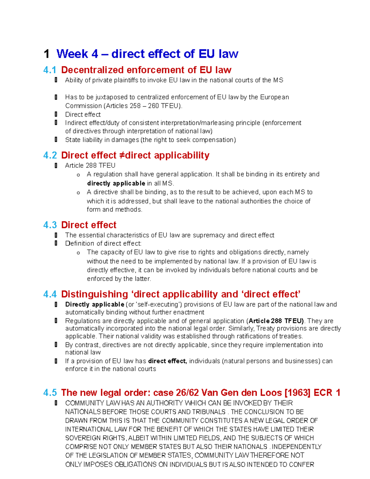 Direct effect lecture summary - 1 Week 4 – direct effect of EU law 4 ...