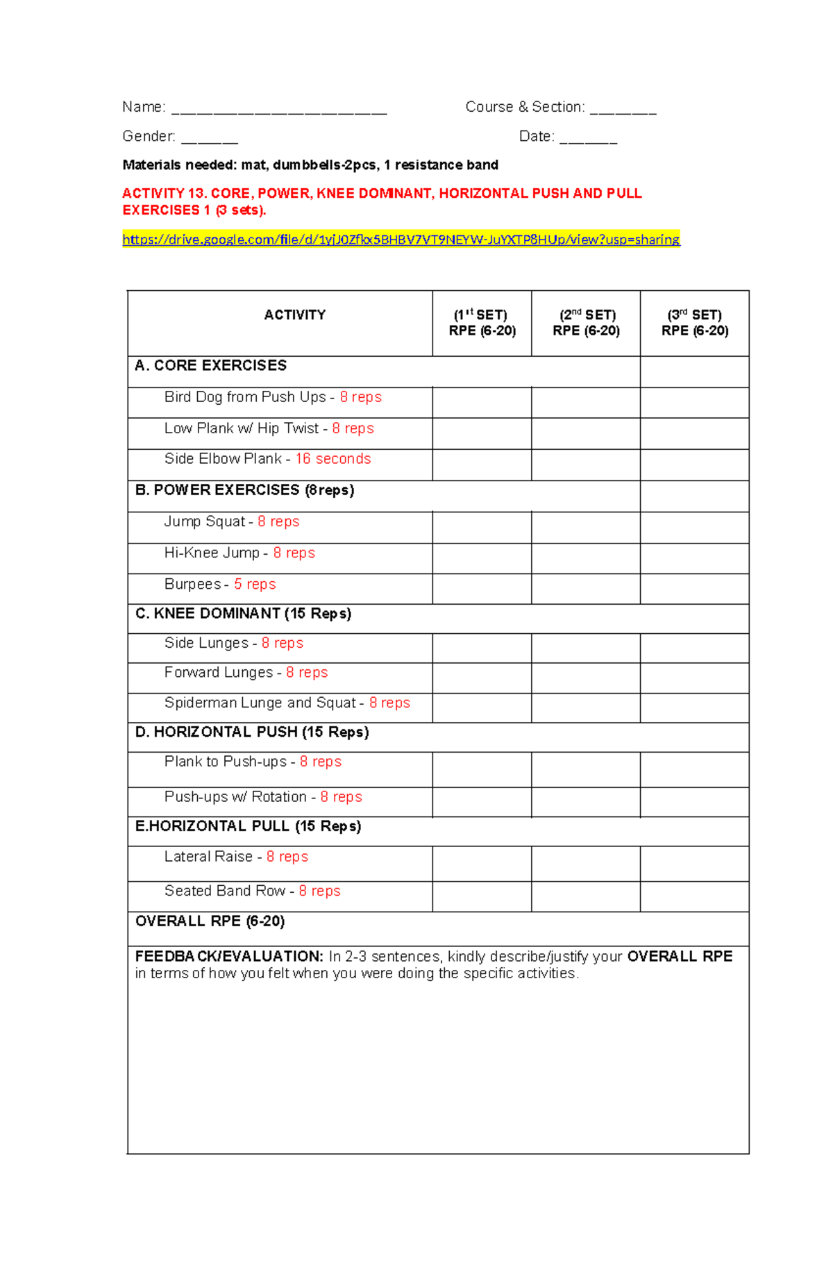 Activity 13 Scoresheet - Name: __________________________ Course ...