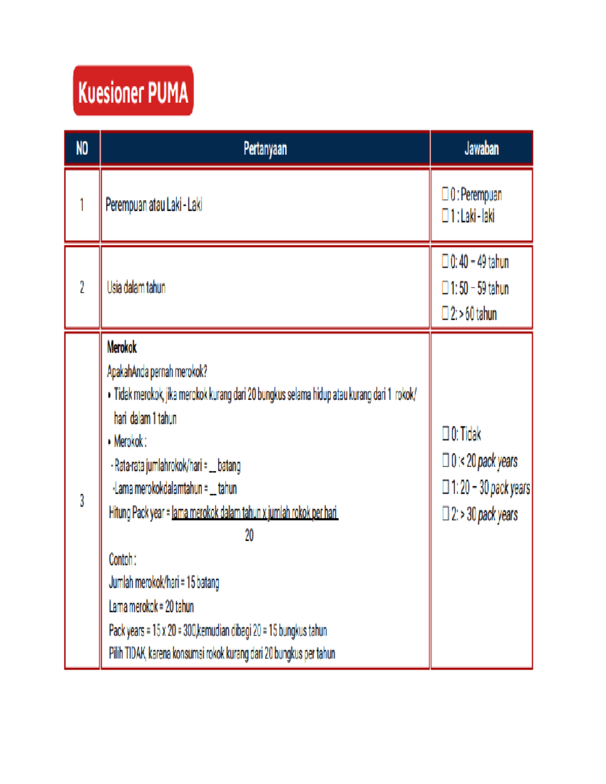 Kuesioner PUMA - puma - Keperawatan - Studocu