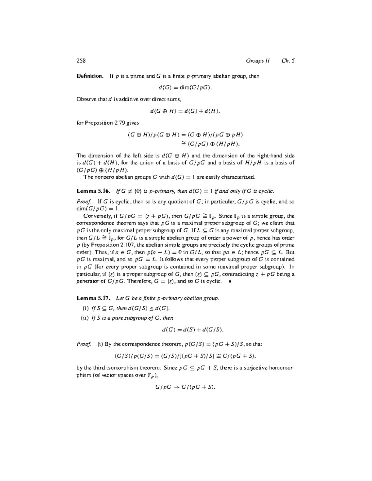 Basic Algebra 101 - 258 Groups II Ch. 5 Definition. If p is a prime and ...