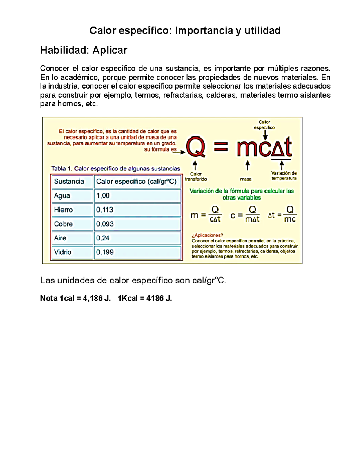 PDF document - muy bueno - Calor específico: Importancia y utilidad ...