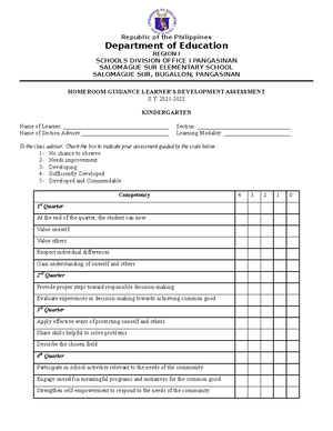 Grades 1 3 Homeroom Guidance Learners Development Assessment ...
