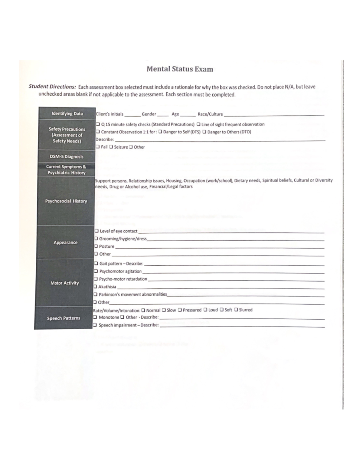 Mental Status Exam - fjfkfl - Mental Status Exam Student Directions ...