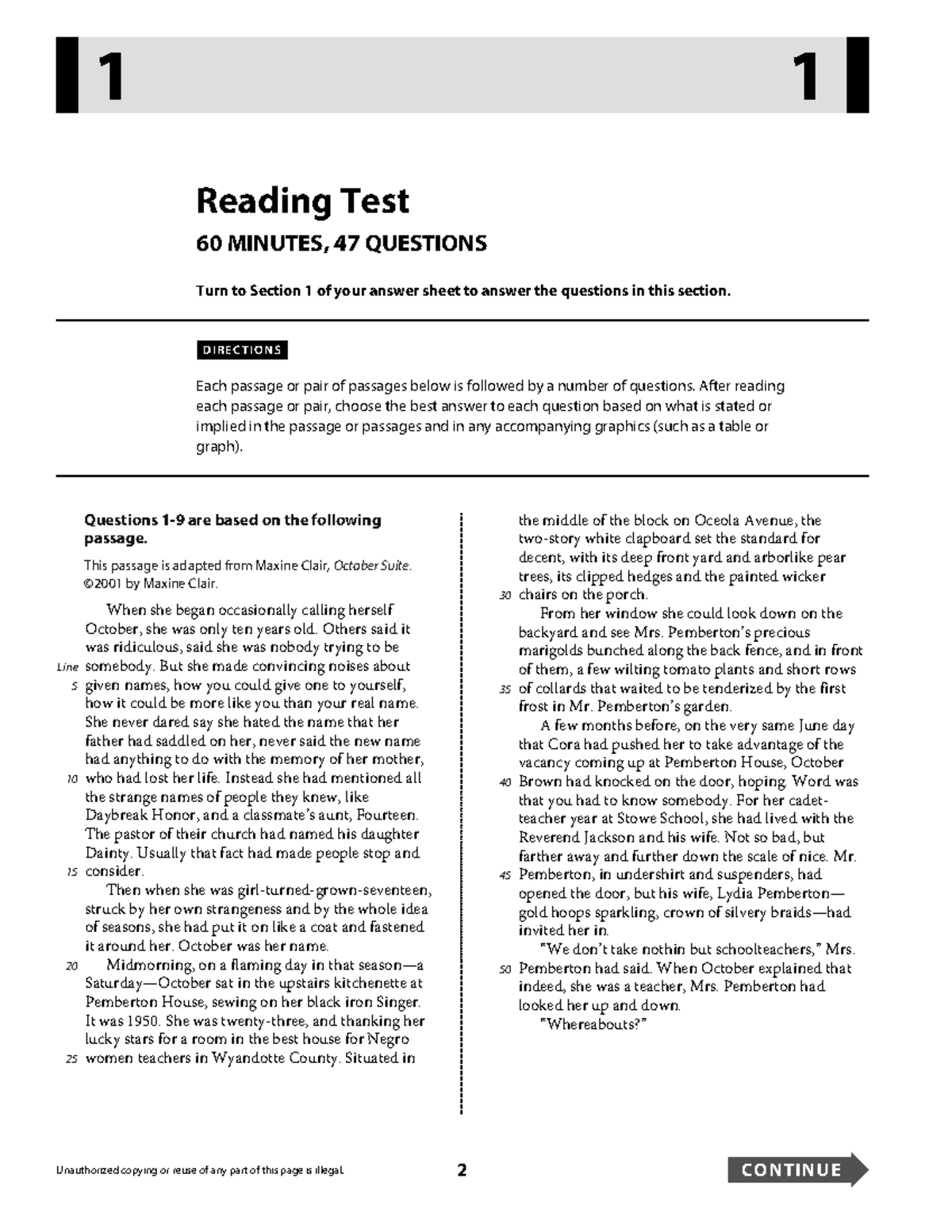 PSAT QA OCT 2020 - asdf - Unauthorized copying or reuse of any part of this page is illegal. 2 ...