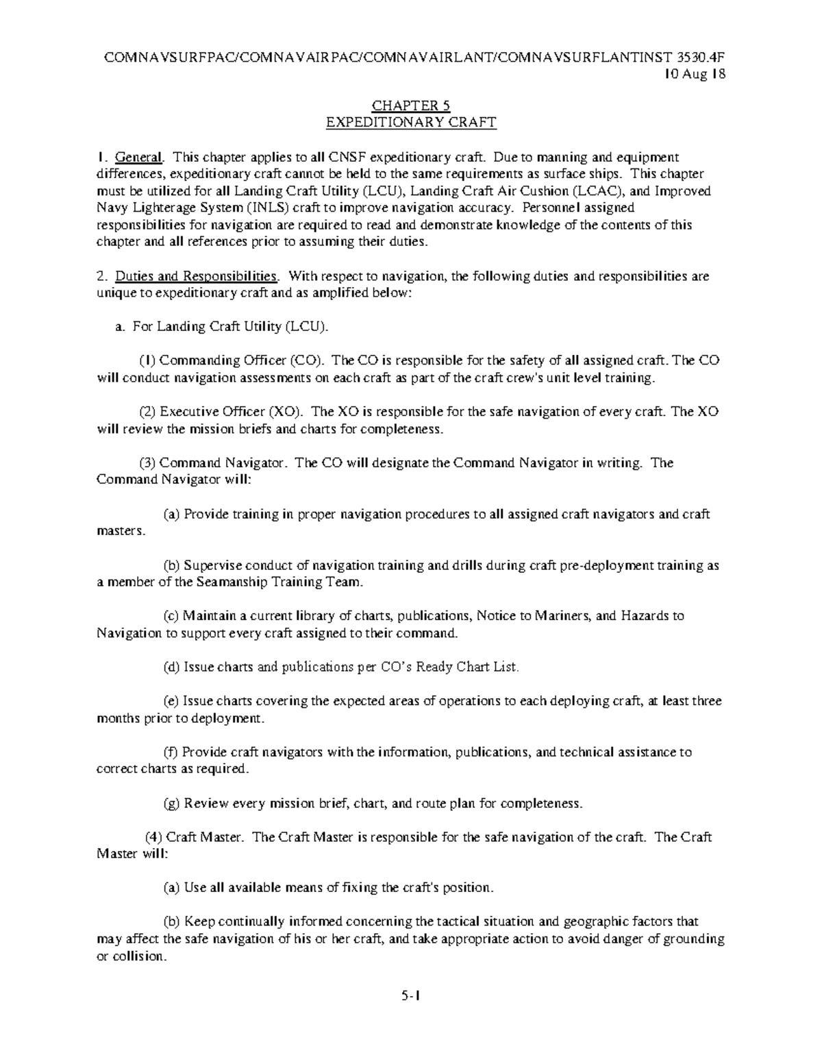 Comnavsurfpac 3530.4F (CH5) Expeditionary Craft - 10 Aug 18 CHAPTER 5 EXPEDITIONARY CRAFT ...