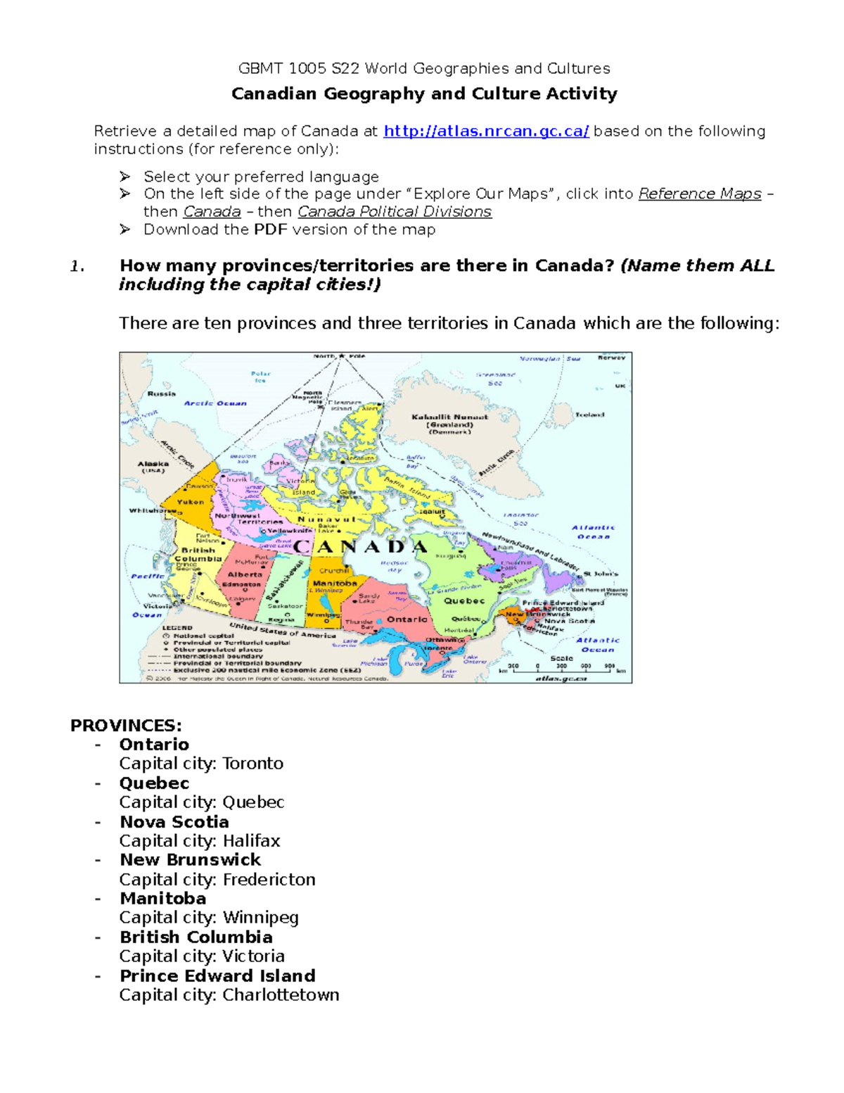 Canadian Culture Assignment - GBMT 1005 S22 World Geographies and ...
