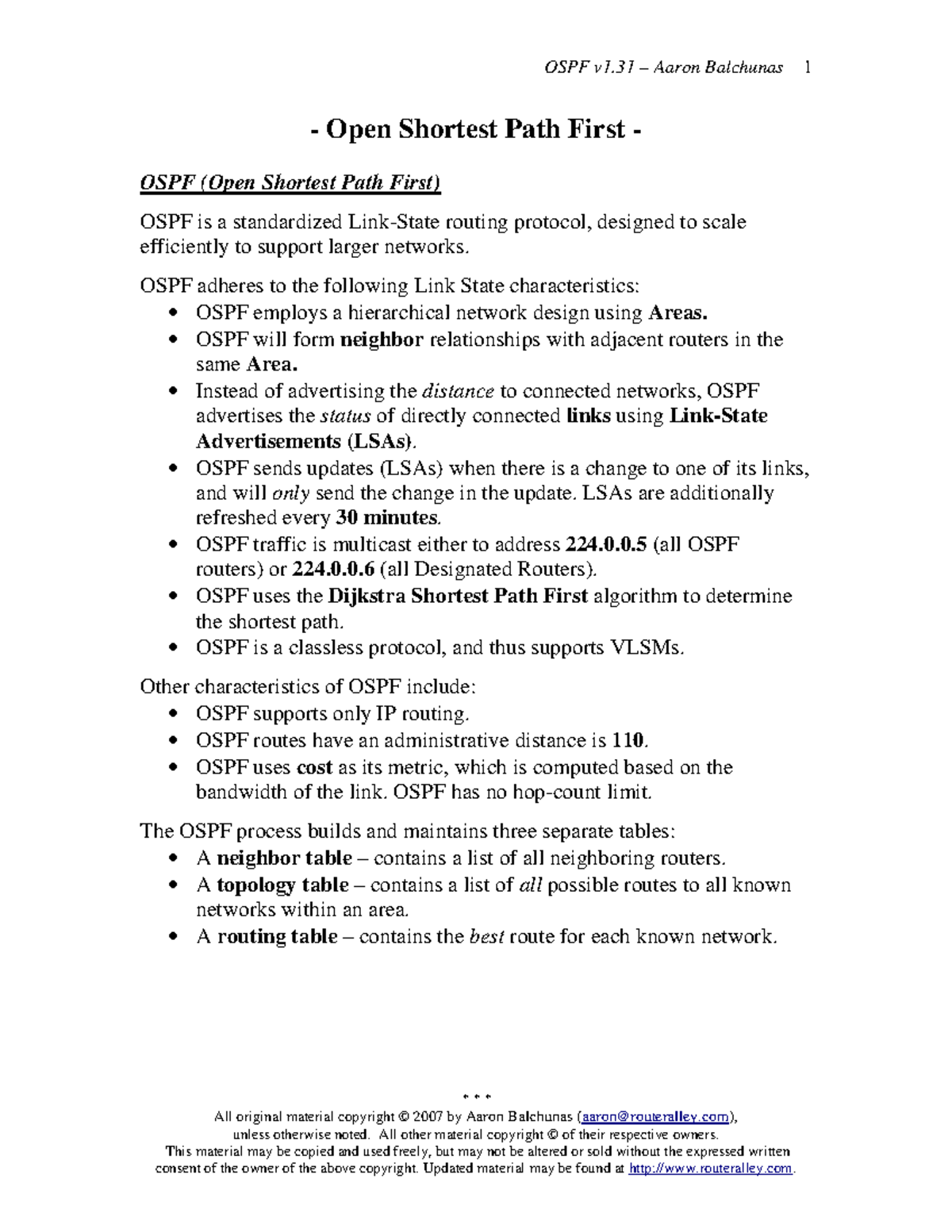 Ospf One Of The Topic For Networking In Computer Science All Original Material
