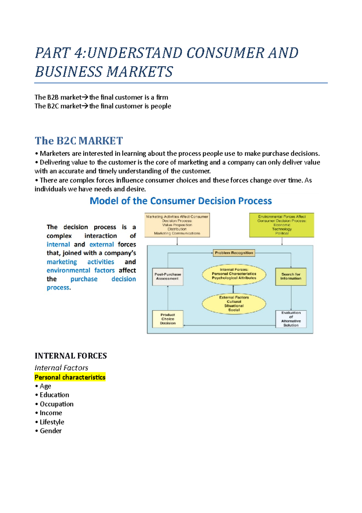 PART 4 - Lectures notes from the slides - PART 4:UNDERSTAND CONSUMER ...