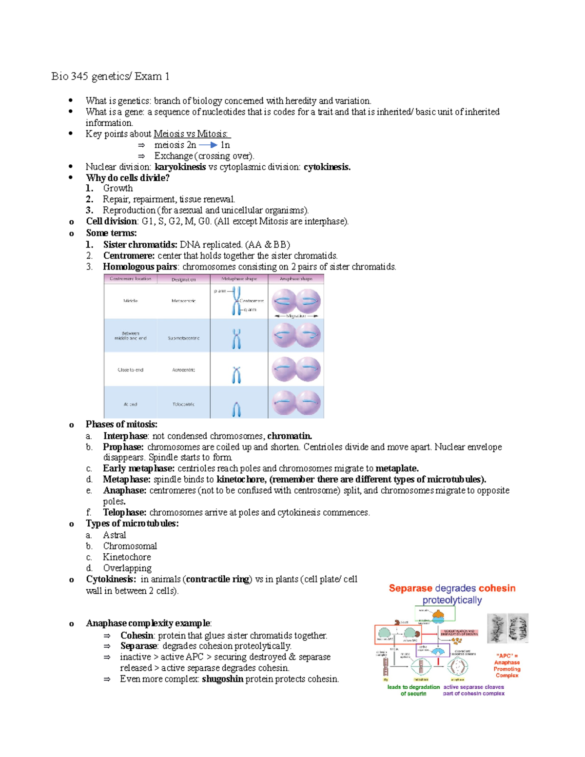Bio 345 genetics - Bio 345 genetics/ Exam 1 What is genetics: branch of ...