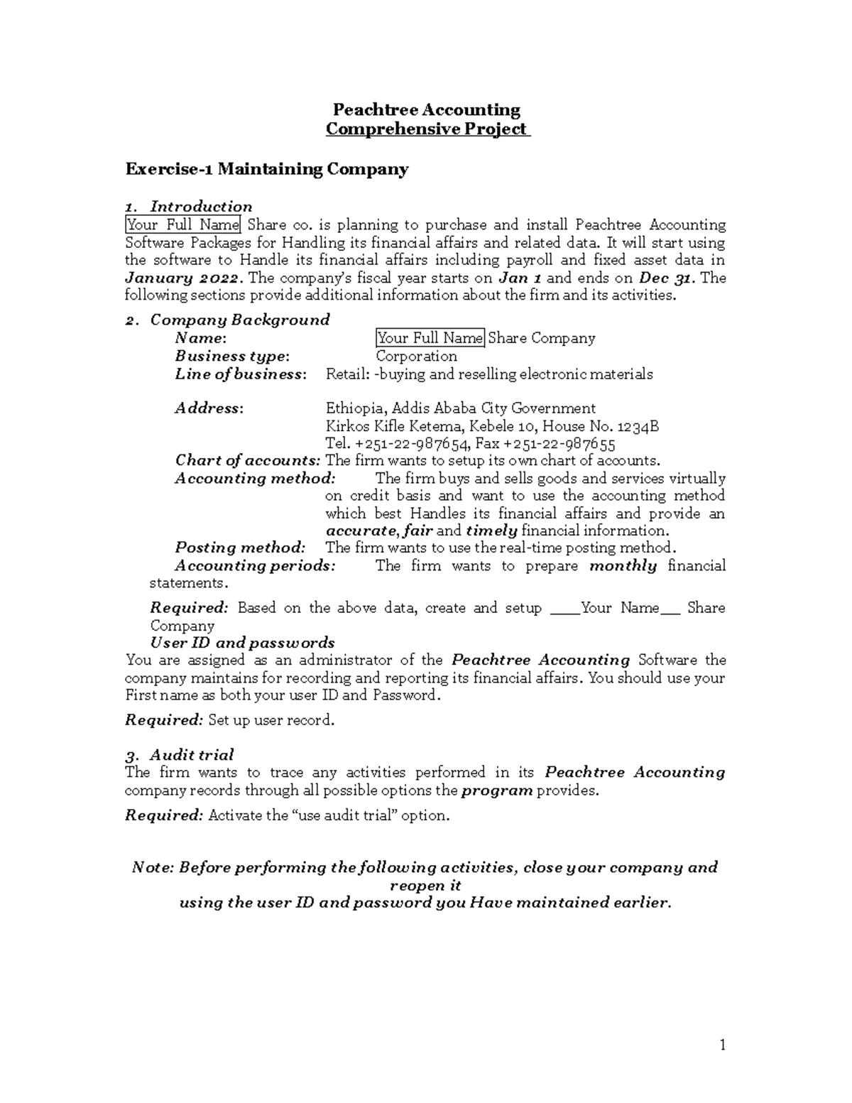 Peachtree Accounting - Peachtree Accounting Comprehensive Project ...