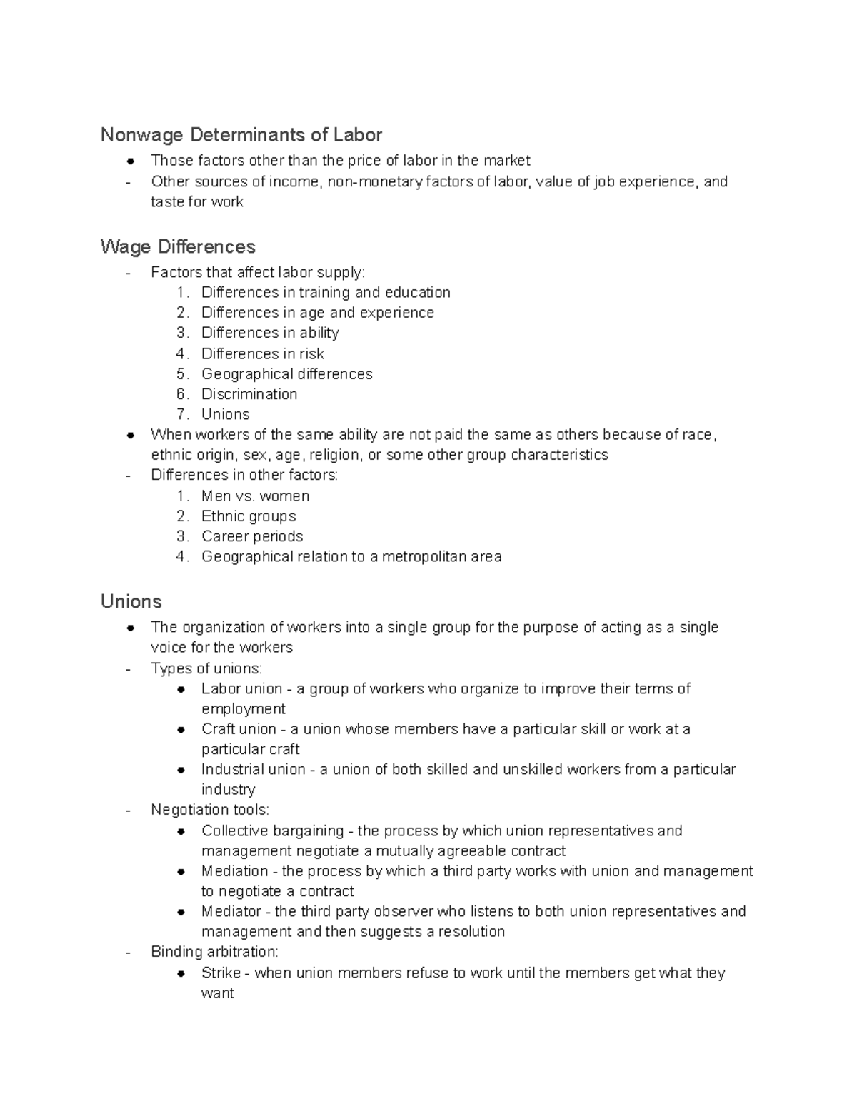 Chapter 12 - Econ 2005 Purdue - Nonwage Determinants of Labor Those ...