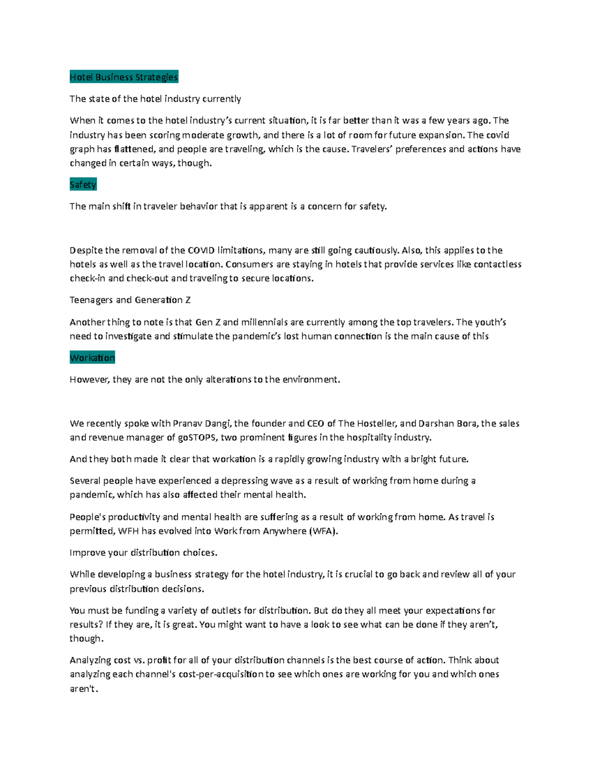 Strategic Analysis of A hotel - Hotel Business Strategies The state of ...