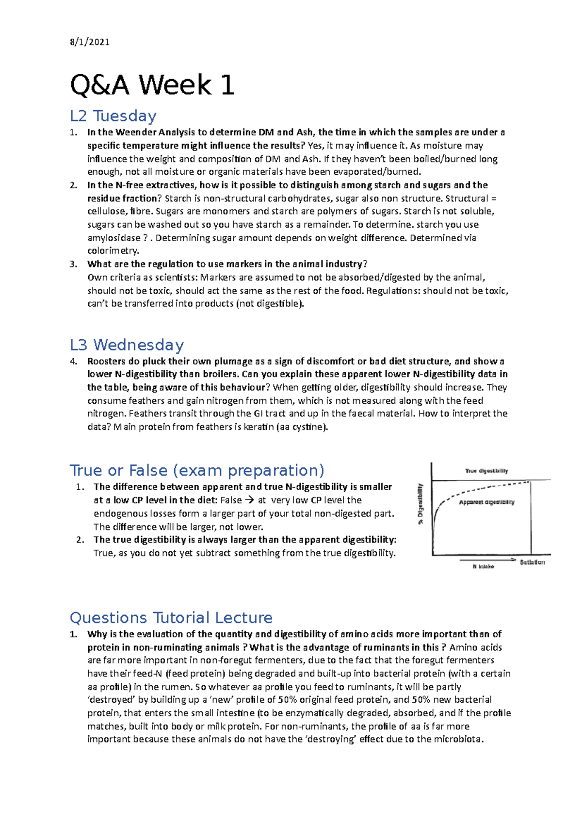 L5 Q&A Week 1 - summary of lecture notes - 8/1/ Q&A Week 1 L2 Tuesday ...