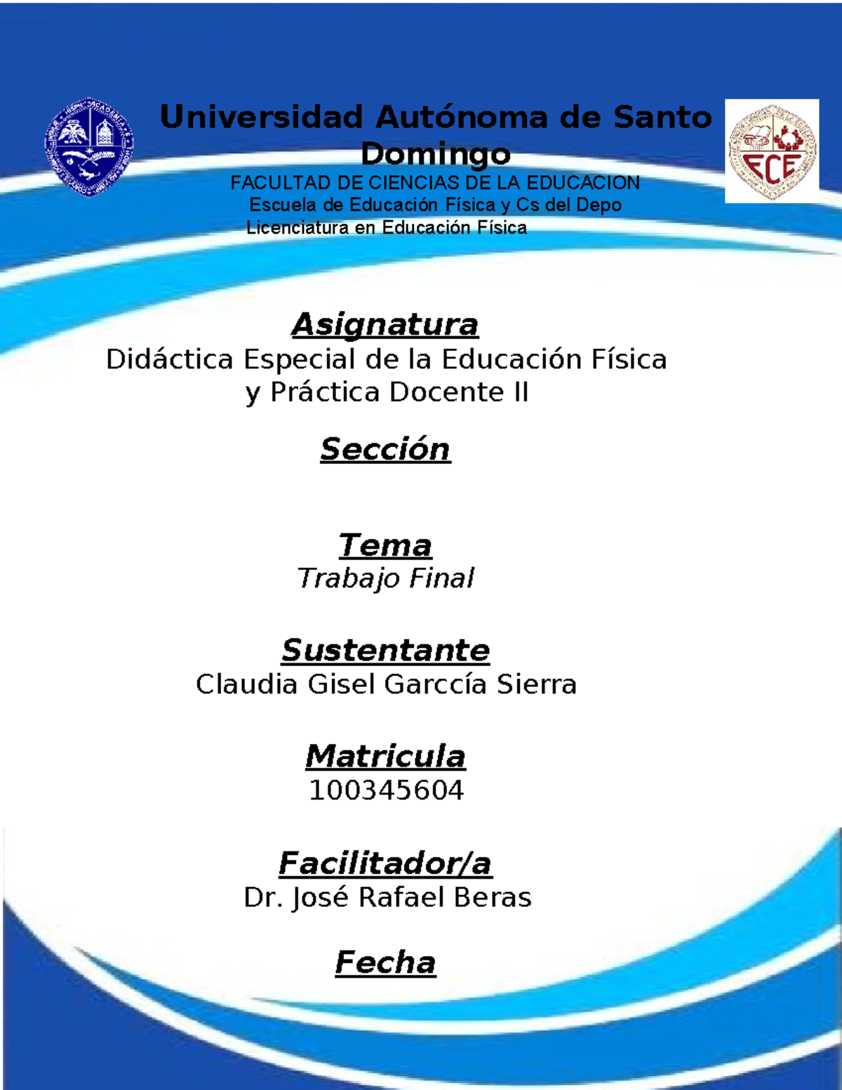 Trabajo Final. Did Ã¡ctica Especial de la Educaci Ã³n FÃ sica y Practica Docente II ...