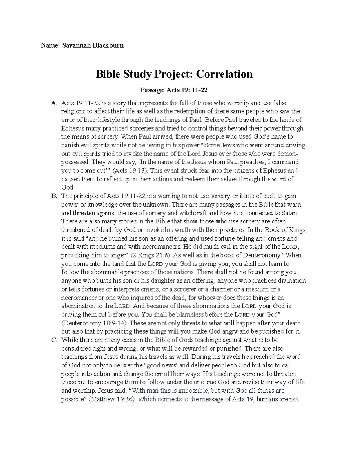 Bible-Study-Correlation - Name: Savannah Blackburn Bible Study Project ...