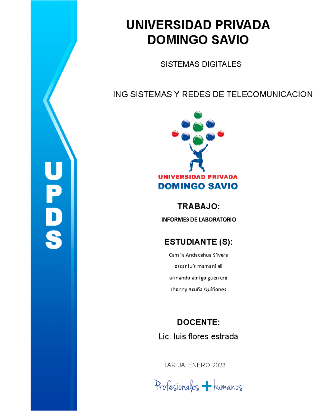 Carátula Institucional 2023- Formato Pregrado - DOCENTE: Lic. luis ...