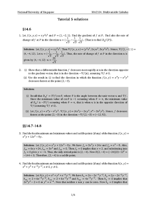 MA2104 cheatsheet - MA Multivariable Calculus Basic Vectors Thm 1: ‖cu ...
