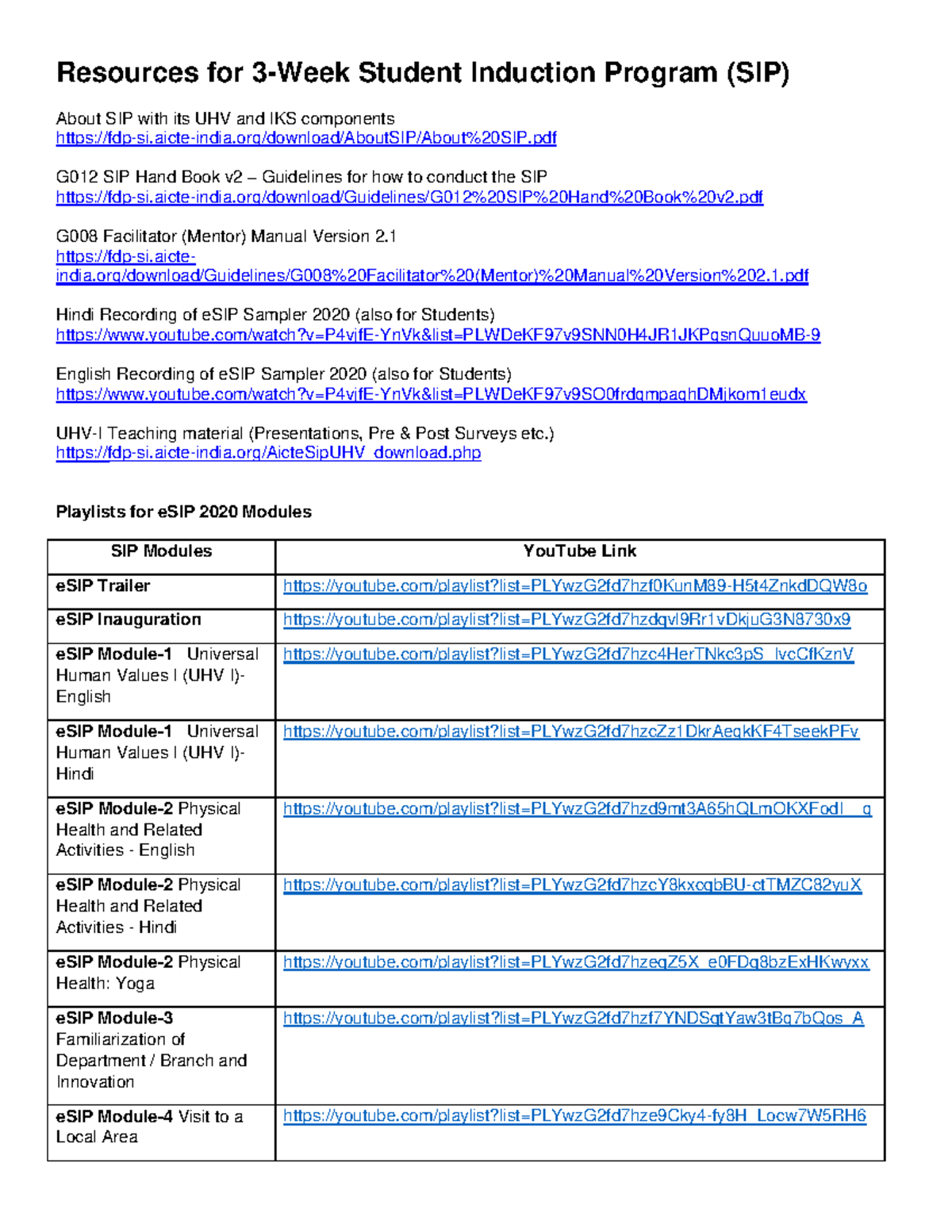SIP - for management - Resources for 3-Week Student Induction Program ...
