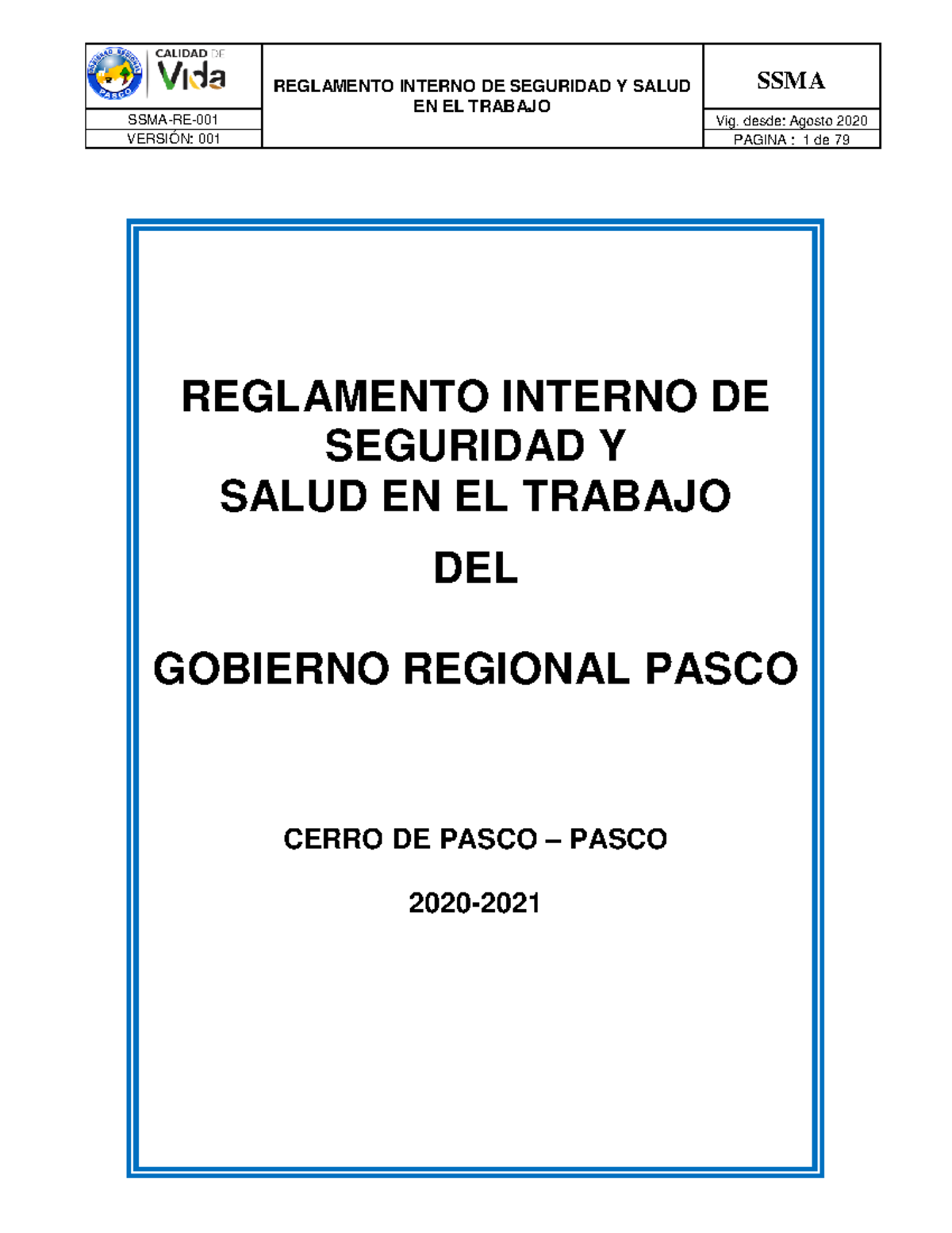Reglamento Interno DE Seguridad Y Salud de seguridad y salud en el trabajo - REGLAMENTO INTERNO ...