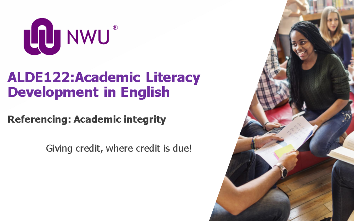 Referencing slides - ALDE122:Academic Literacy Development in English ...