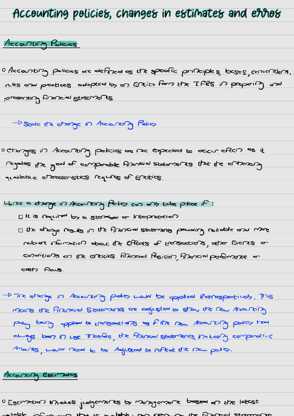 Changes in Accounting Policies - ACC 300 - Studocu