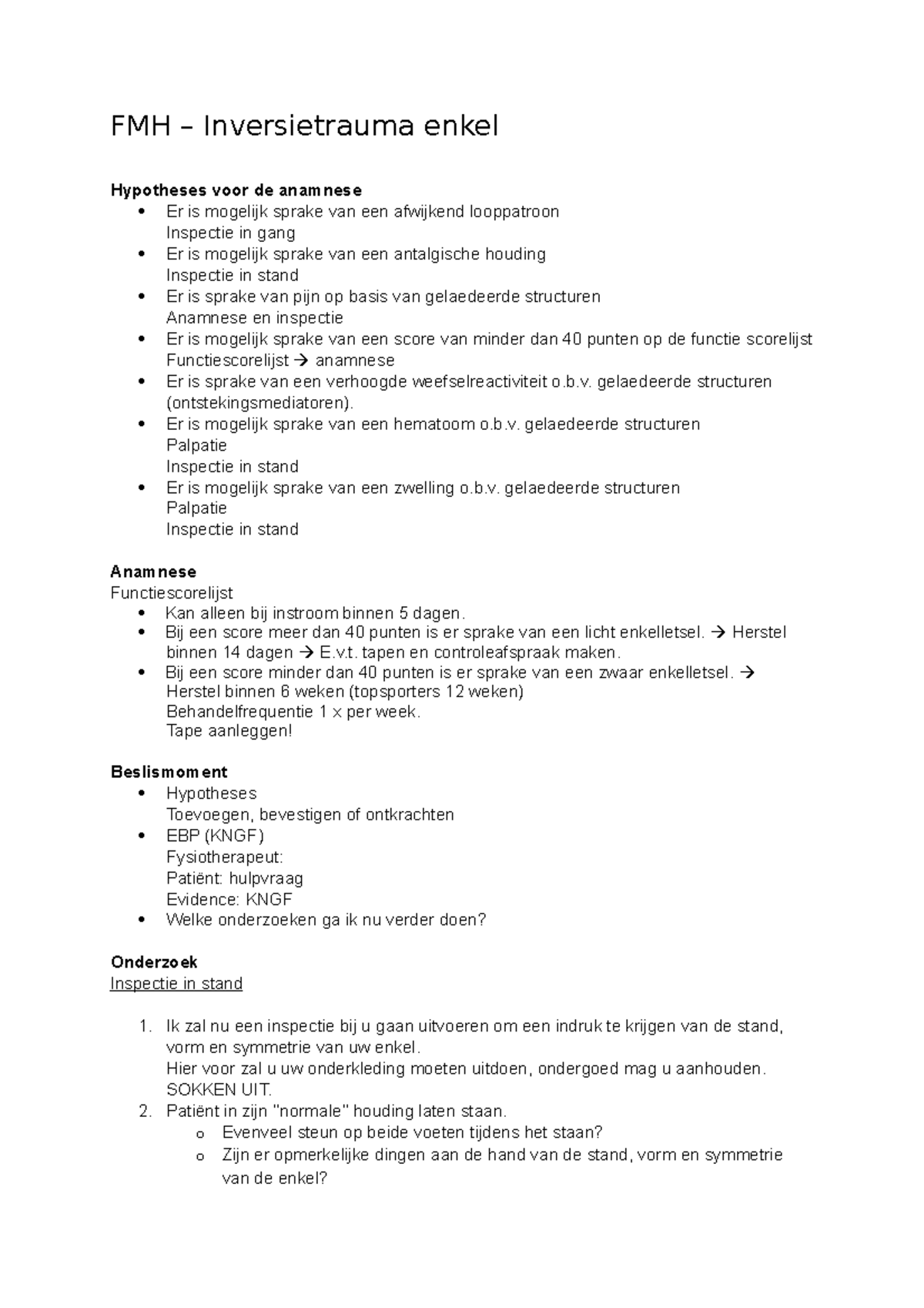 Enkel - FMH inversietrauma met behandeling tapen - FMH – Inversietrauma ...