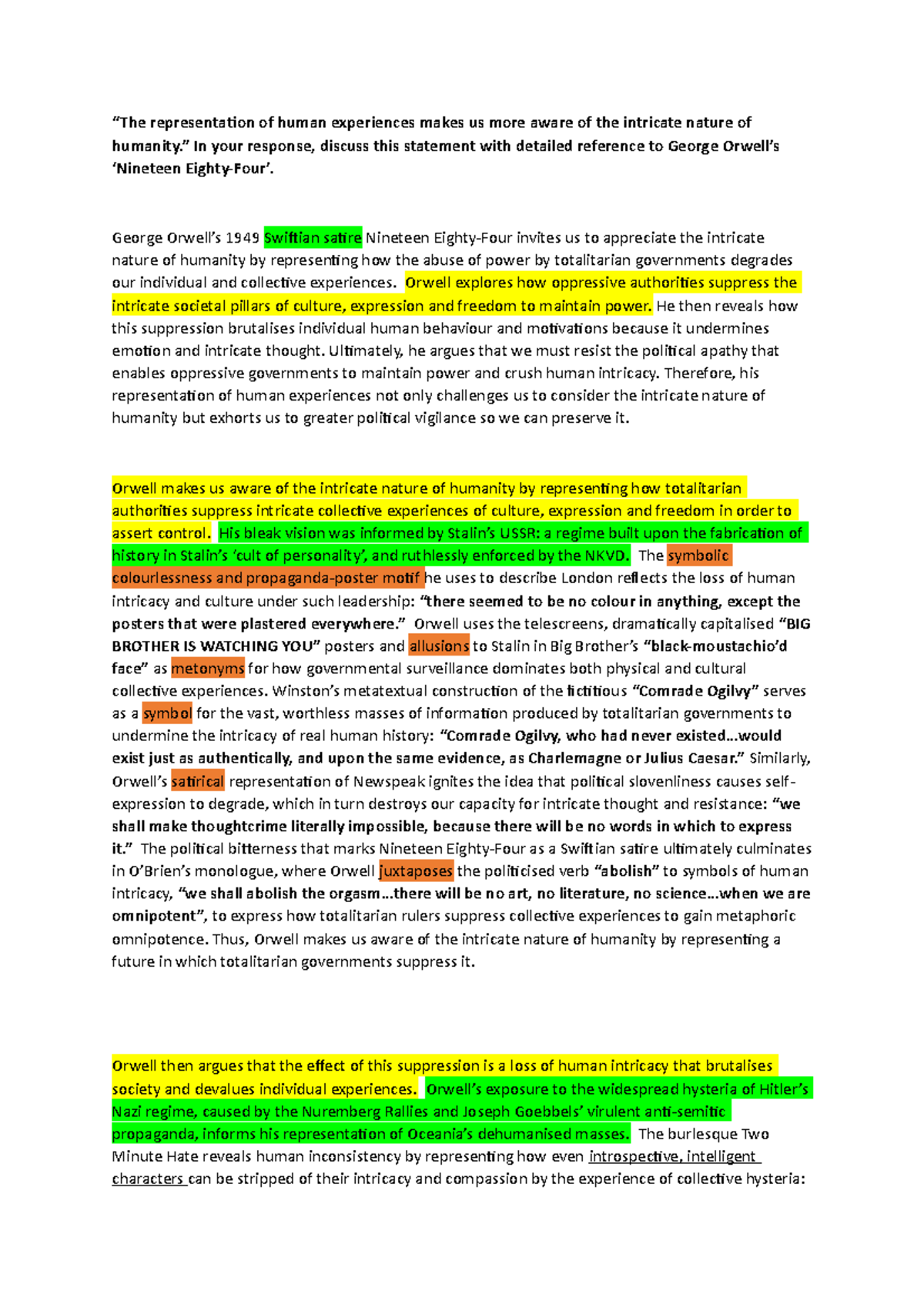 State rank essay - “The representation of human experiences makes us ...