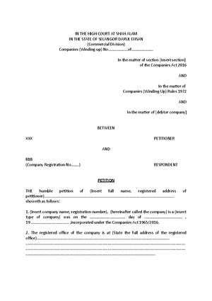 Tutorial 1 - Use it wisely. - Bankruptcy and Winding up - Studocu