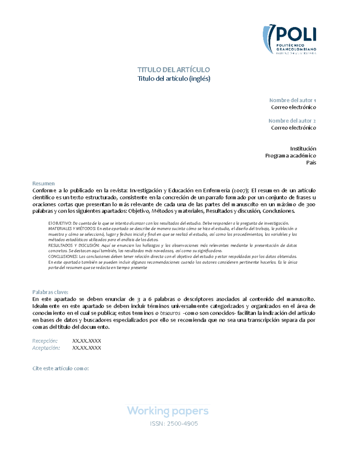 Anexo 1. Formato de working papers (1) Estrategias Gerenciales - TITULO ...