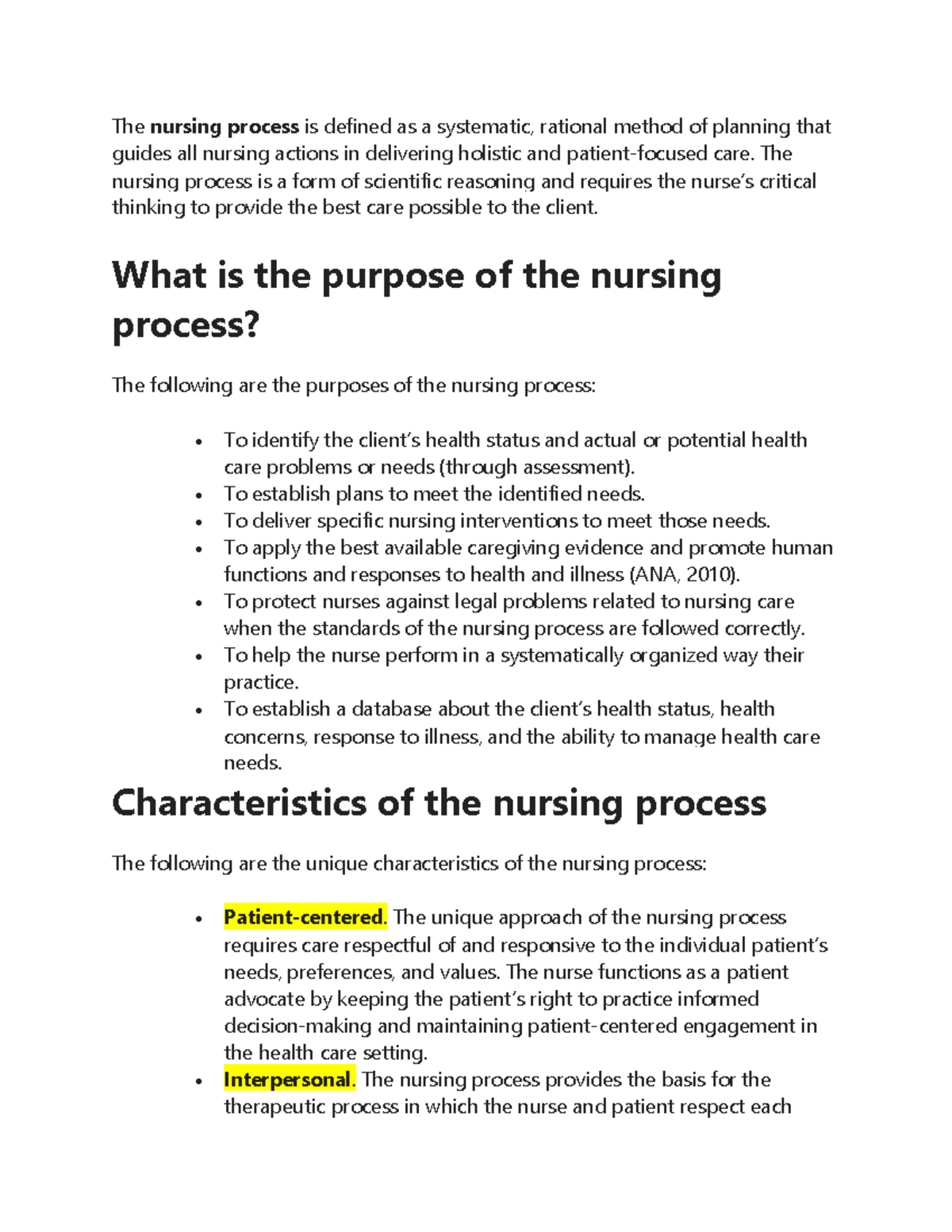 Nursing process - The nursing process is a form of scientific reasoning ...