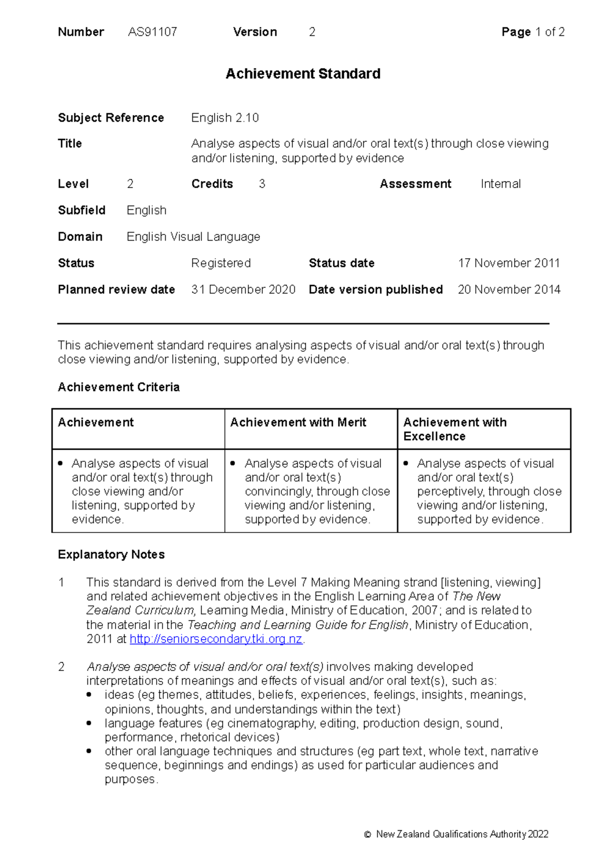 chemisty foundation notes - Number AS91107 Version 2 Page 1 of 2 ...