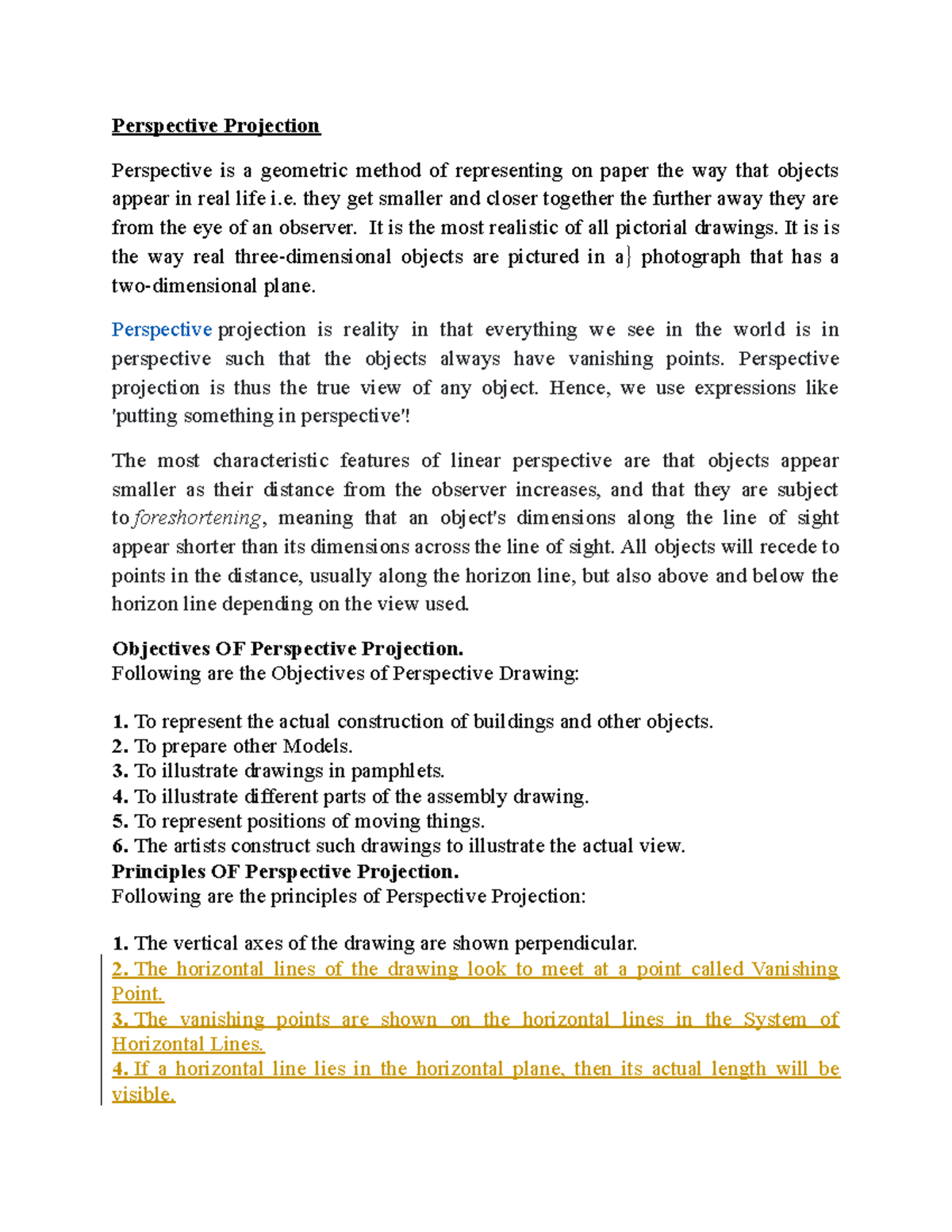 Perspective Projection of architectural drawings i.e orthographic ...