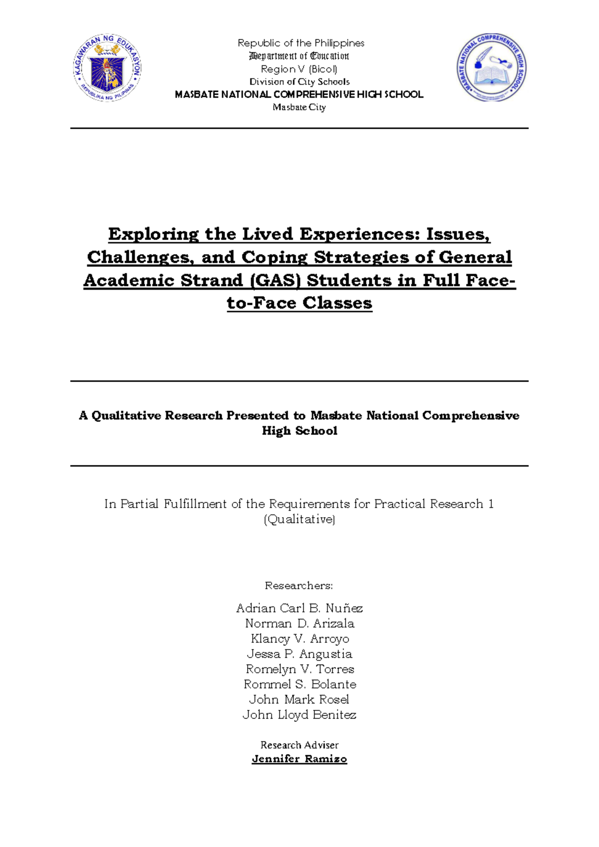 Issues Challenges and Coping Strategies of GAS Students in Full Face to ...