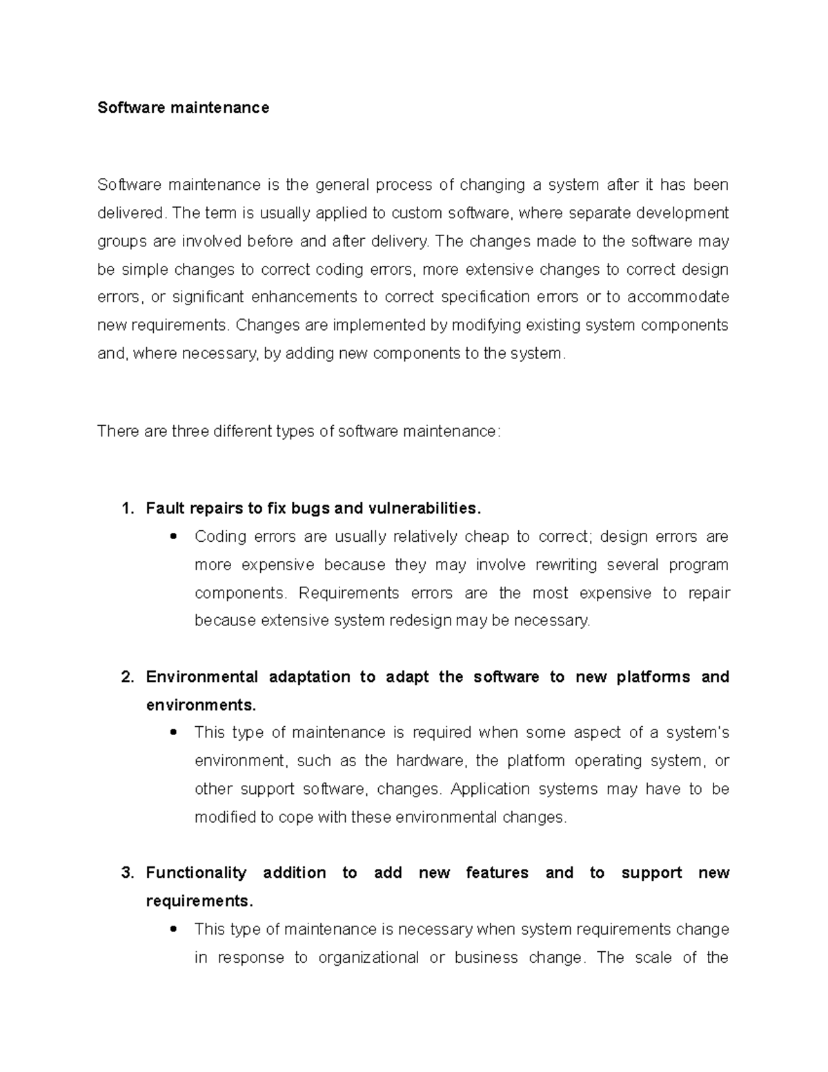 Software maintenance - Software maintenance Software maintenance is the ...