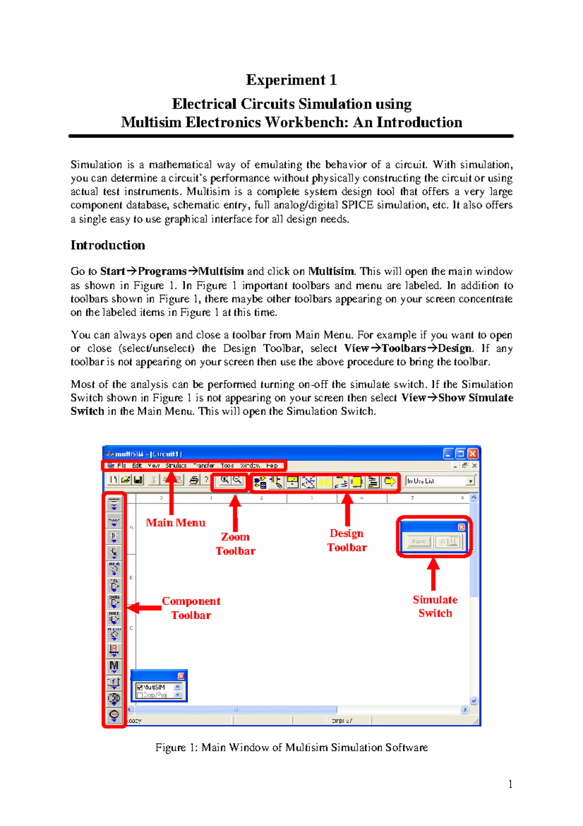 EE20 1 Experiment 0 1 - It's easy to - Experiment 1 Electrical Circuits Simulation using ...