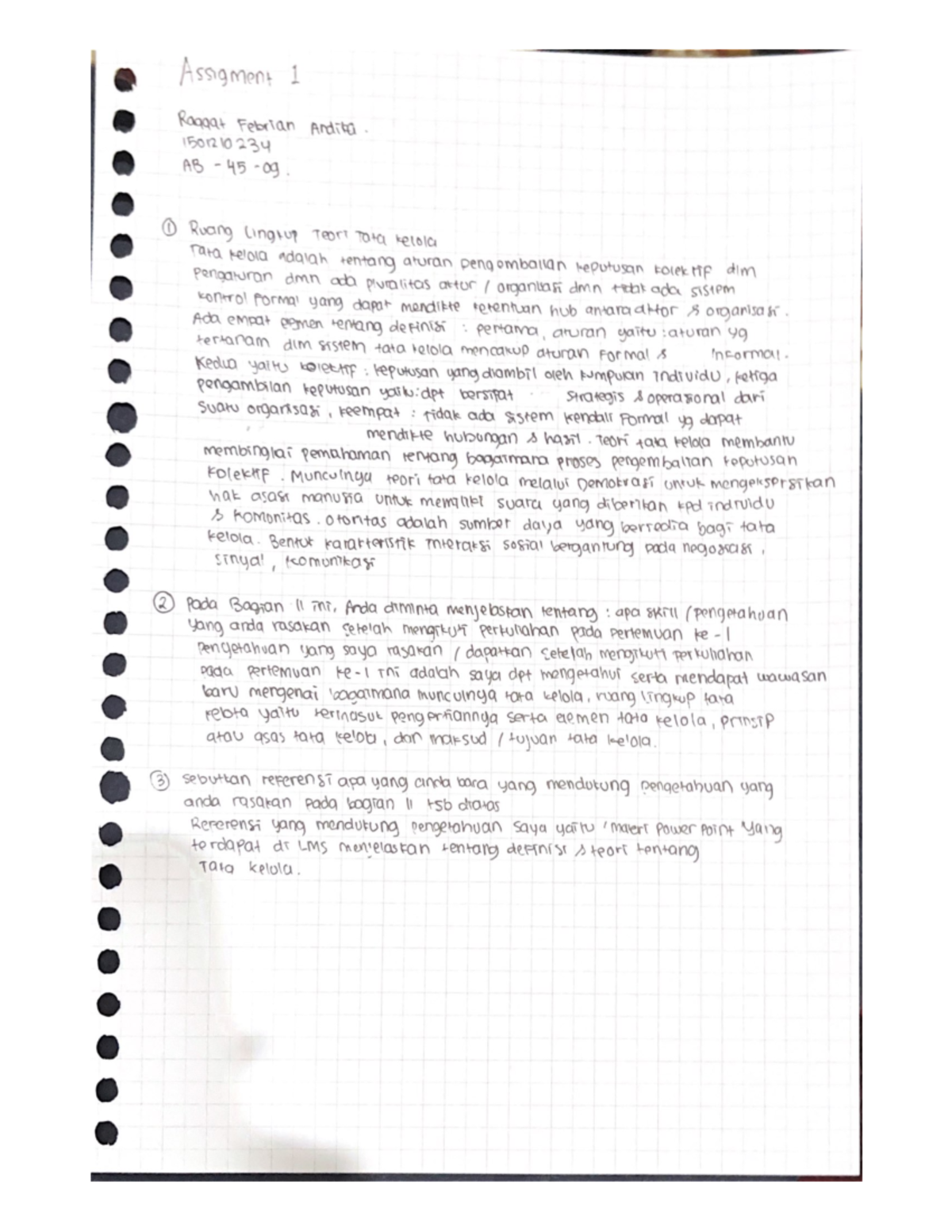 TKP week 1 Raqqat Febrian Andika 1501210234 - telkom statement - Studocu