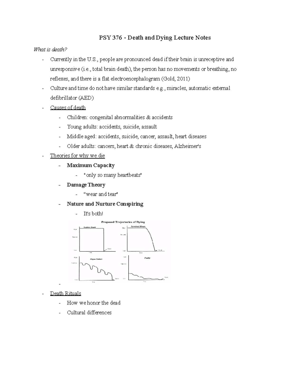 PSY 376 - Death and Dying Lecture Notes - , people are pronounced dead ...