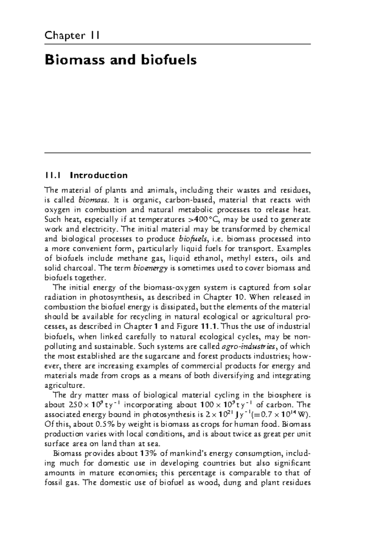 13 - ';'; '; - Chapter 11 Biomass and biofuels 11 Introduction The ...